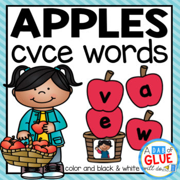 Apples CVCE Word Building Activity - A Dab of Glue Will Do