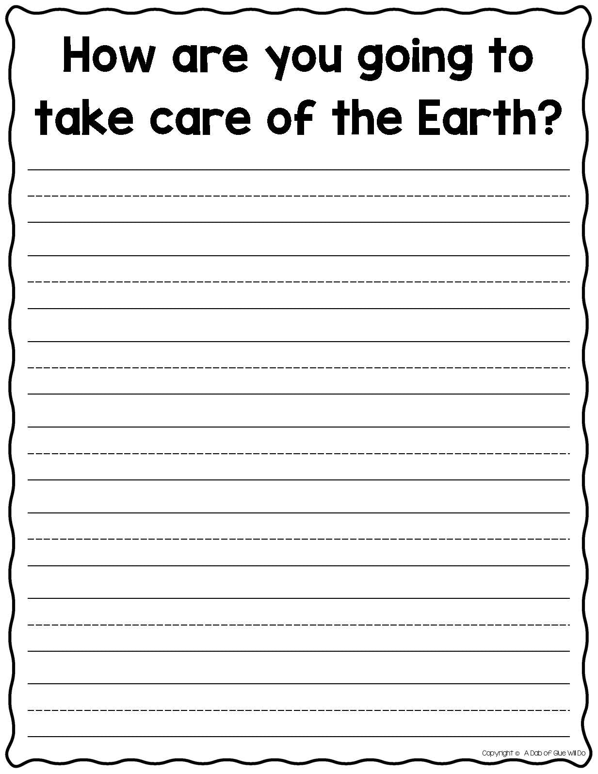Earth Day Paper Craft Activity and Creative Writing - A Dab of Glue Will Do