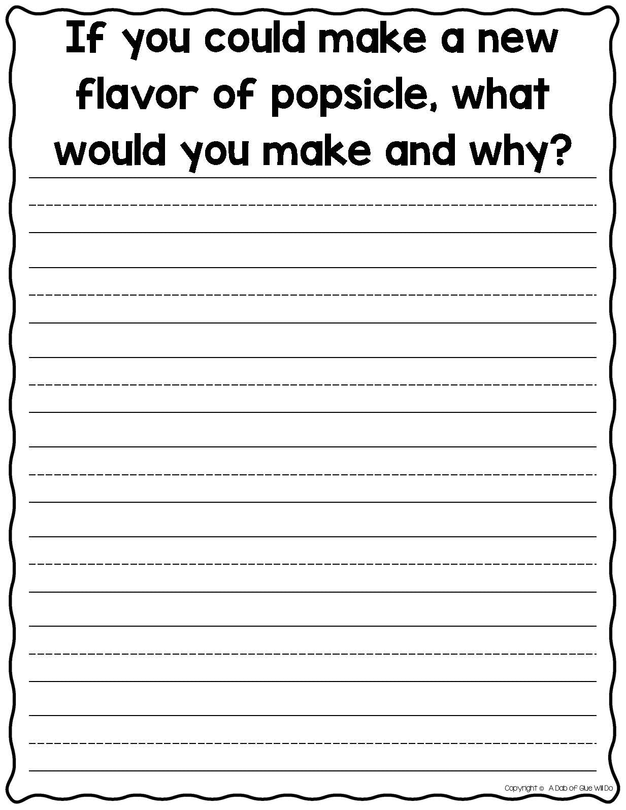 Ice Pop Paper Craft Activity and Creative Writing - A Dab of Glue Will Do