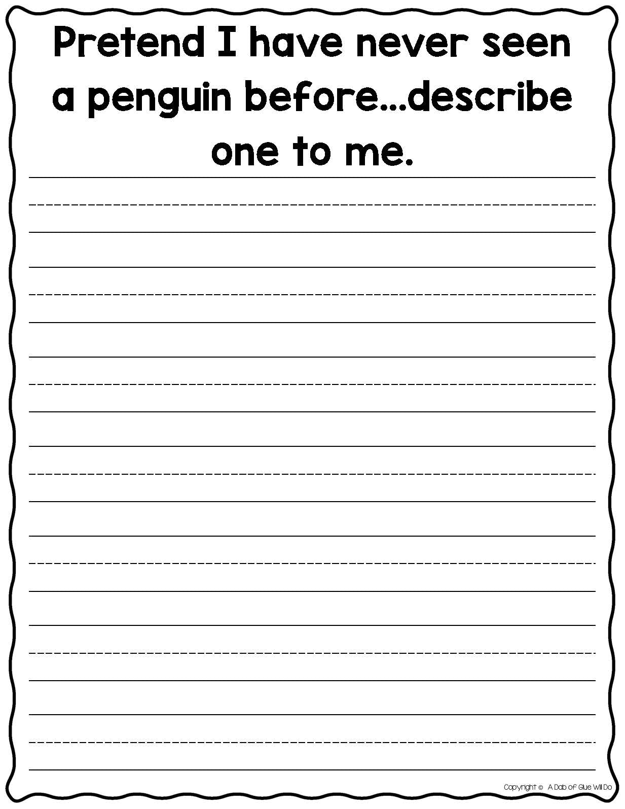 Penguin Paper Craft Activity and Creative Writing - A Dab of Glue Will Do