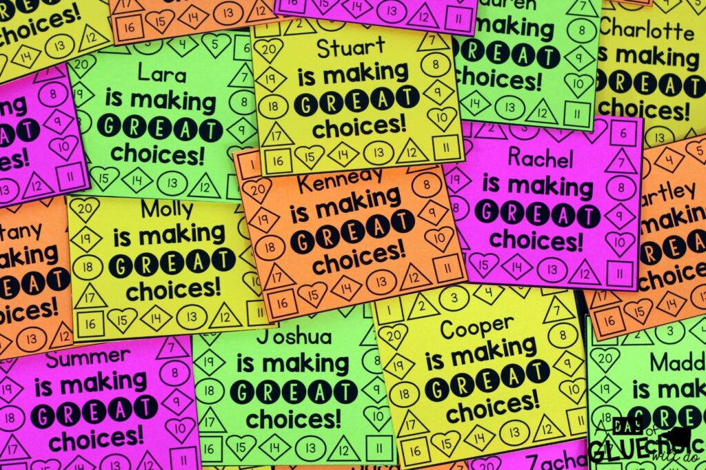 Behavior Punch Card Template