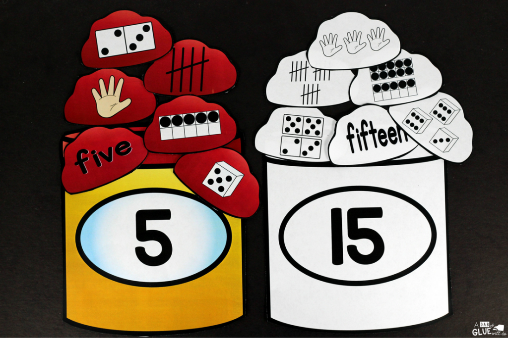 Play Dough Initial Sound and Number Match-Ups