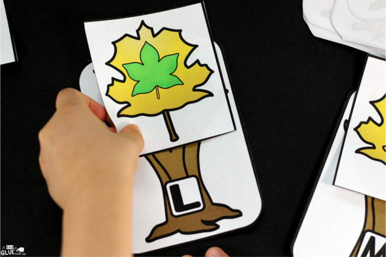 Fall Initial Sound Match-Up Free Printable - A Dab of Glue Will Do
