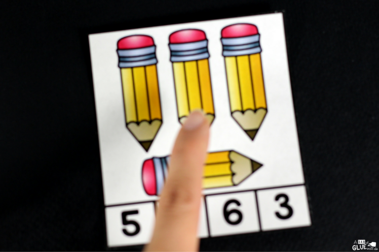 School Supply Clip Cards Printable