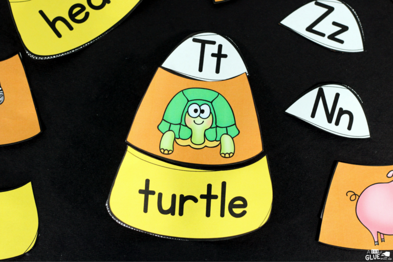 Candy Corn Initial Sound Puzzles - A Dab of Glue Will Do