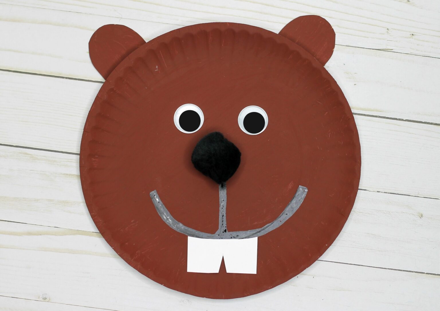 Paper Plate Groundhog Craft - A Dab of Glue Will Do