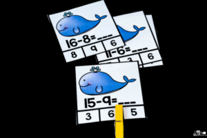 Whale Subtraction Clip Cards Freebie