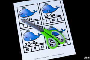 Whale Subtraction Clip Cards Freebie