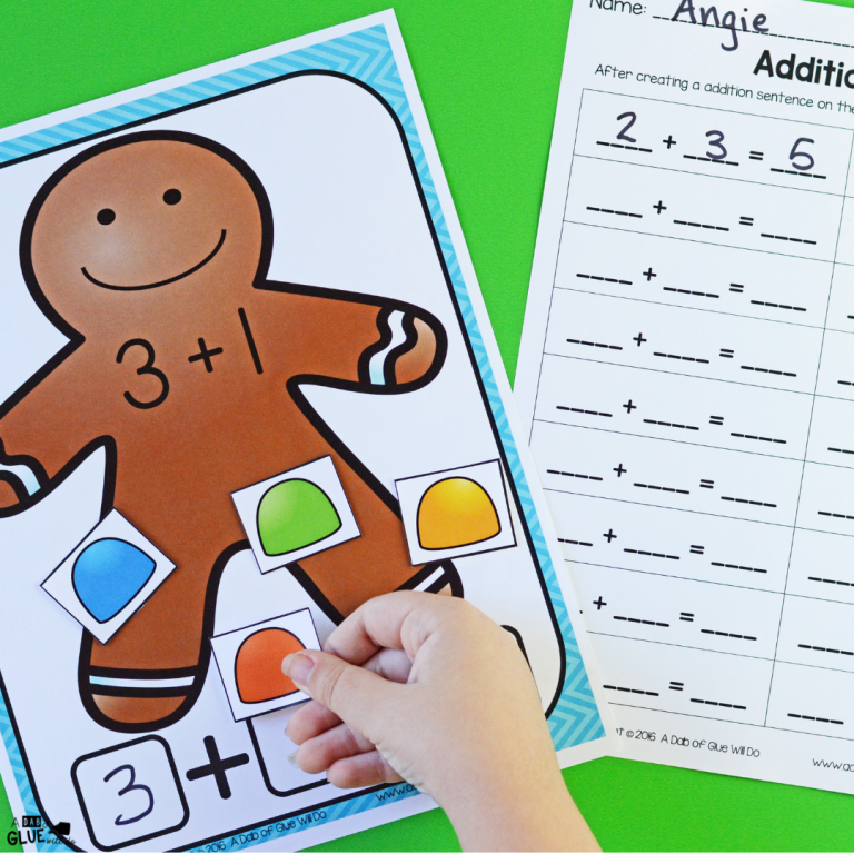 Gingerbread Addition Mats - A Dab of Glue Will Do