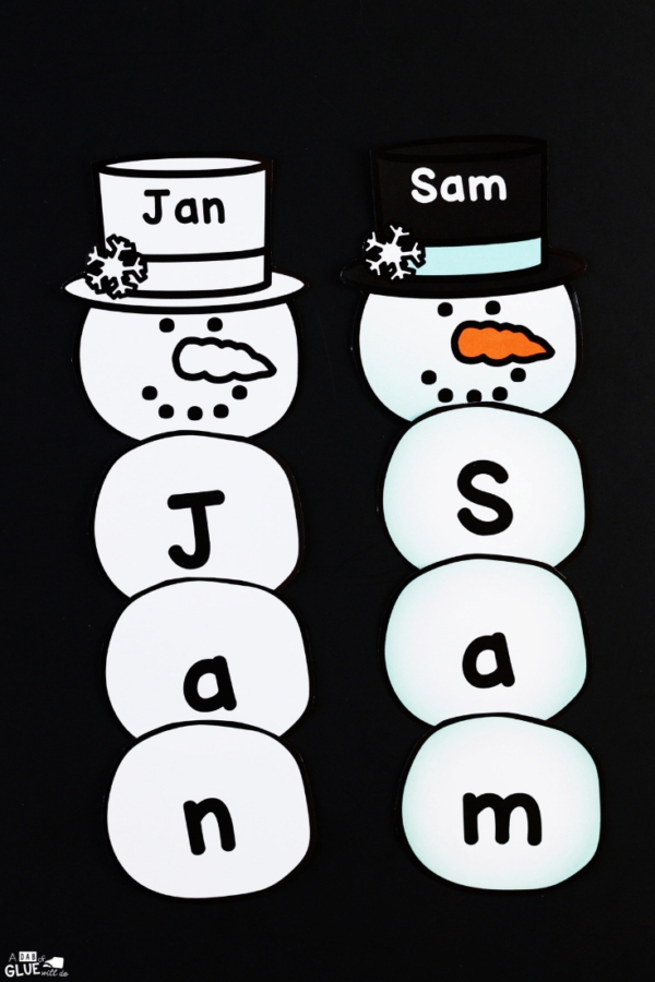 Snowman Editable Name Activity - A Dab of Glue Will Do