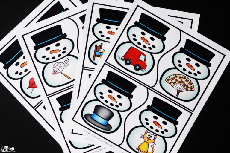 Snowman Rhyming Puzzles - A Dab of Glue Will Do