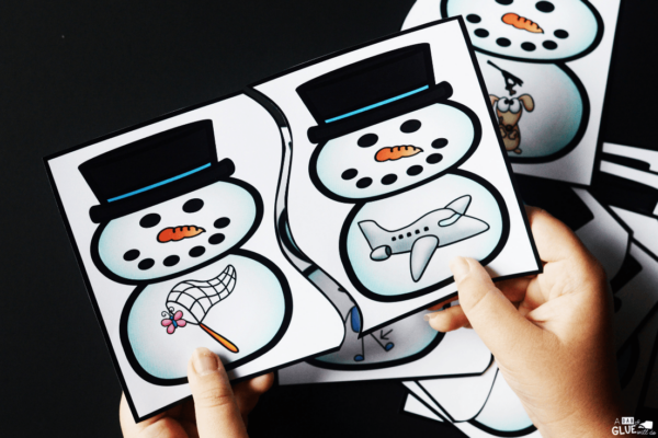 Snowman Rhyming Puzzles - A Dab of Glue Will Do