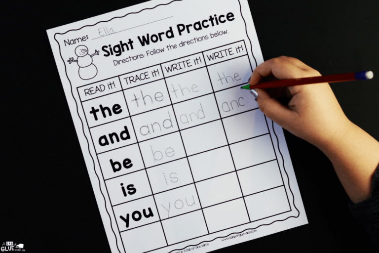 Snowman Editable Sight Word Activity - A Dab of Glue Will Do