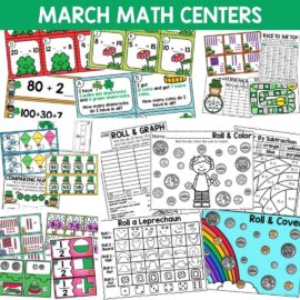 March Math and Literacy Centers for First Grade - A Dab of Glue Will Do