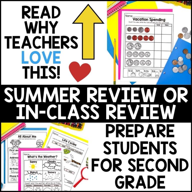 First Grade Summer Review - A Dab of Glue Will Do