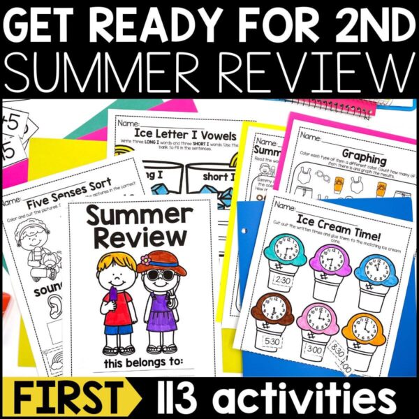 First Grade Summer Review - A Dab of Glue Will Do