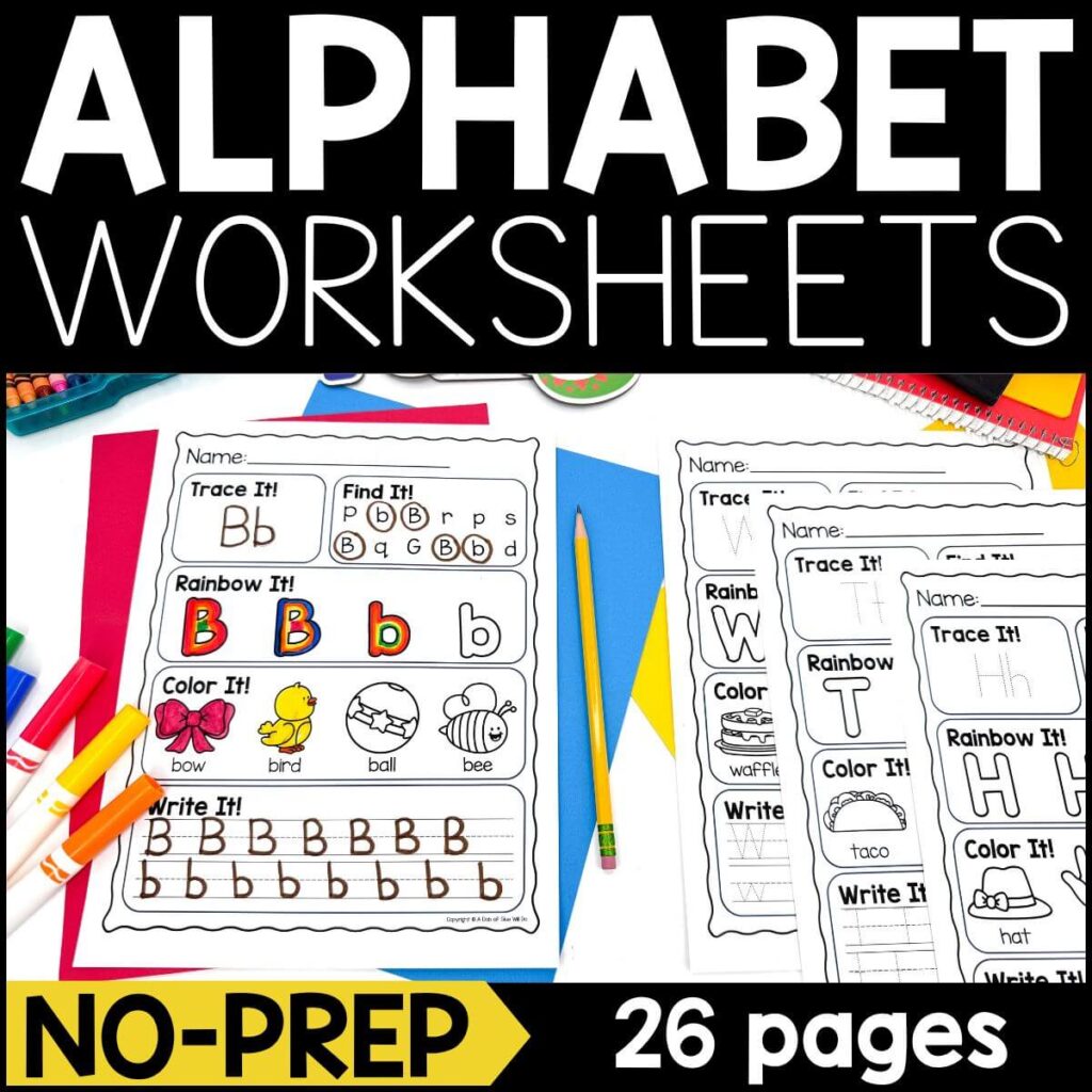 Alphabet Worksheets - A Dab of Glue Will Do