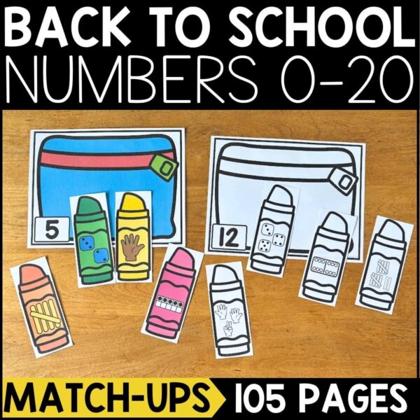 Back to School Number Match Up - A Dab of Glue Will Do