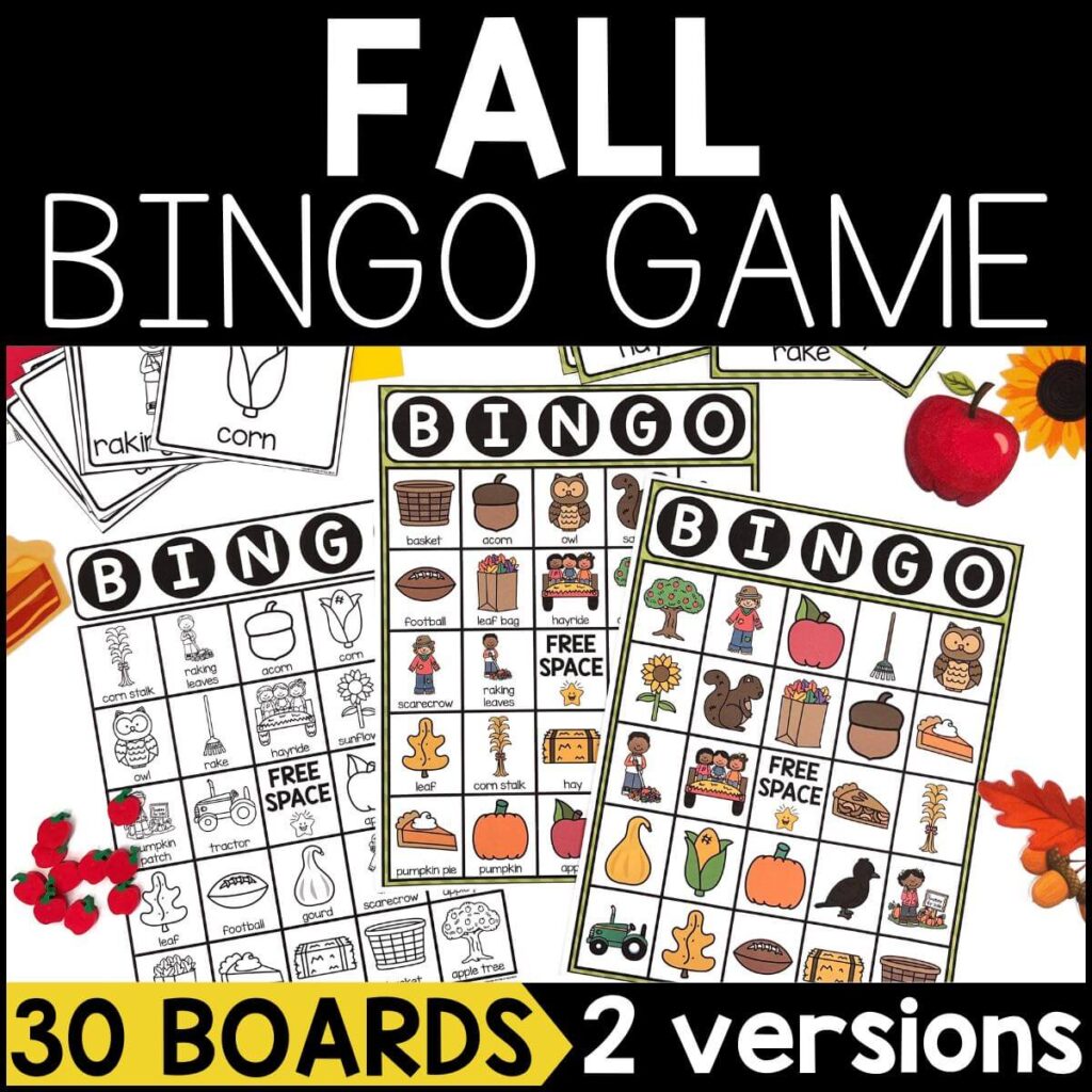 Fall Bingo - A Dab of Glue Will Do