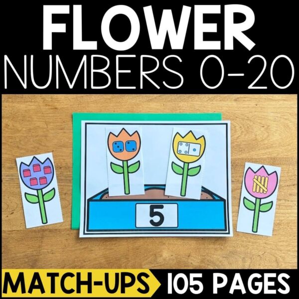 Flowers Number Match-Up - A Dab of Glue Will Do