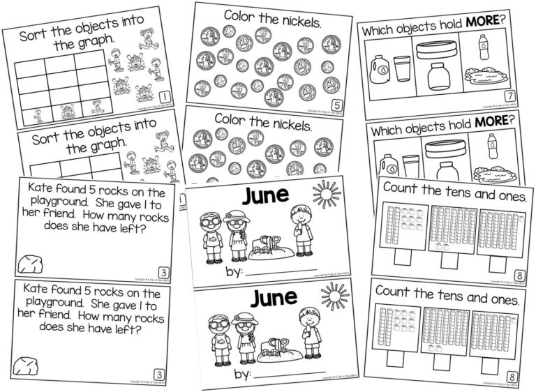 Kindergarten Daily Math Review Journal - June - A Dab of Glue Will Do