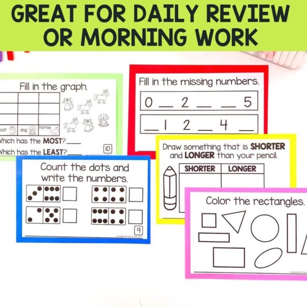 Kindergarten Daily Math Review Journal - September - A Dab of Glue Will Do