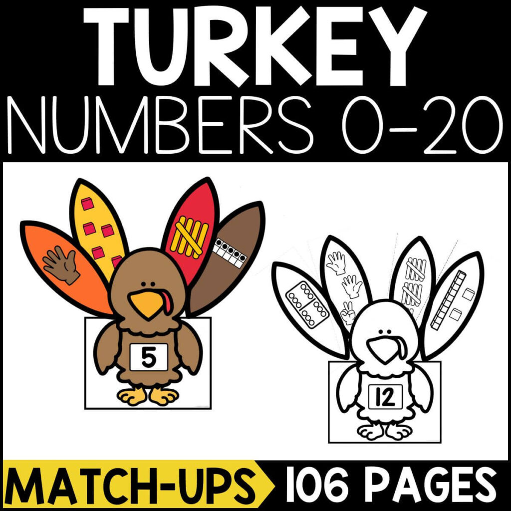 Turkeys Number Match-Up - A Dab of Glue Will Do