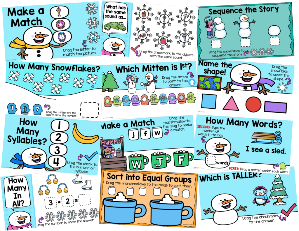 January and Winter Boom Cards for Pre-K - A Dab of Glue Will Do