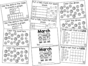 Kindergarten Daily Math Review Journal - March - A Dab of Glue Will Do