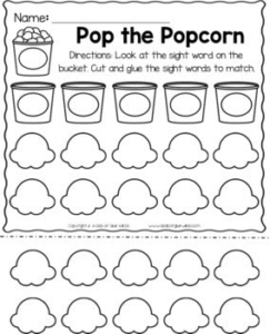 Popcorn Editable Sight Word Activity - A Dab of Glue Will Do