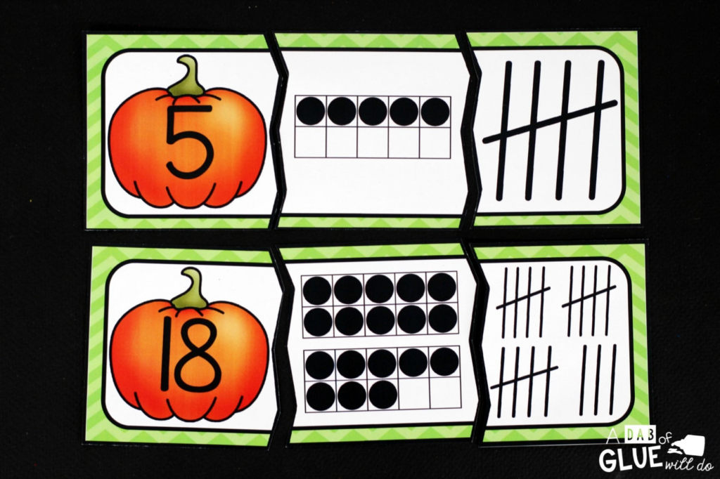 Pumpkins: Literacy and Math Centers - A Dab of Glue Will Do