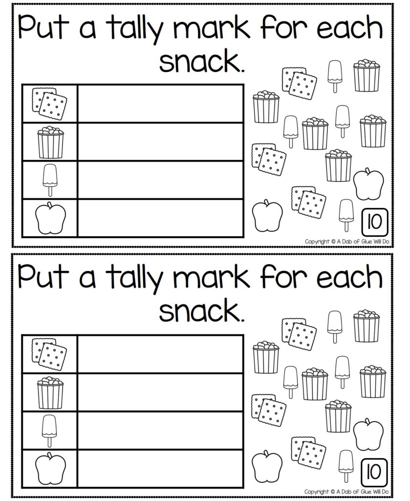Data and Graphing Math Review Journal for Kindergarten - A Dab of Glue ...