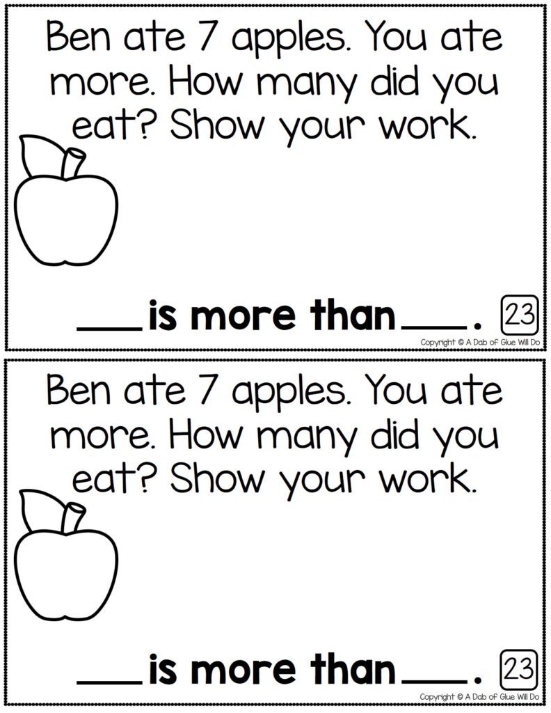 Numbers to Ten Math Review Journal for Kindergarten - A Dab of Glue Will Do