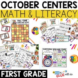 October Monthly Math and Literacy Centers for First Grade - A Dab of ...