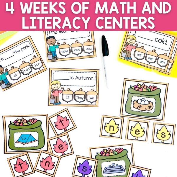 September Monthly Math and Literacy Centers for First Grade - A Dab of ...