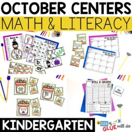 October Monthly Math and Literacy Centers for Kindergarten - A Dab of ...