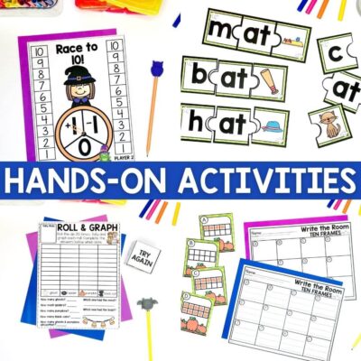 October Monthly Math and Literacy Centers for Kindergarten - A Dab of ...