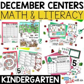 December Monthly Math and Literacy Centers for Kindergarten - A Dab of ...