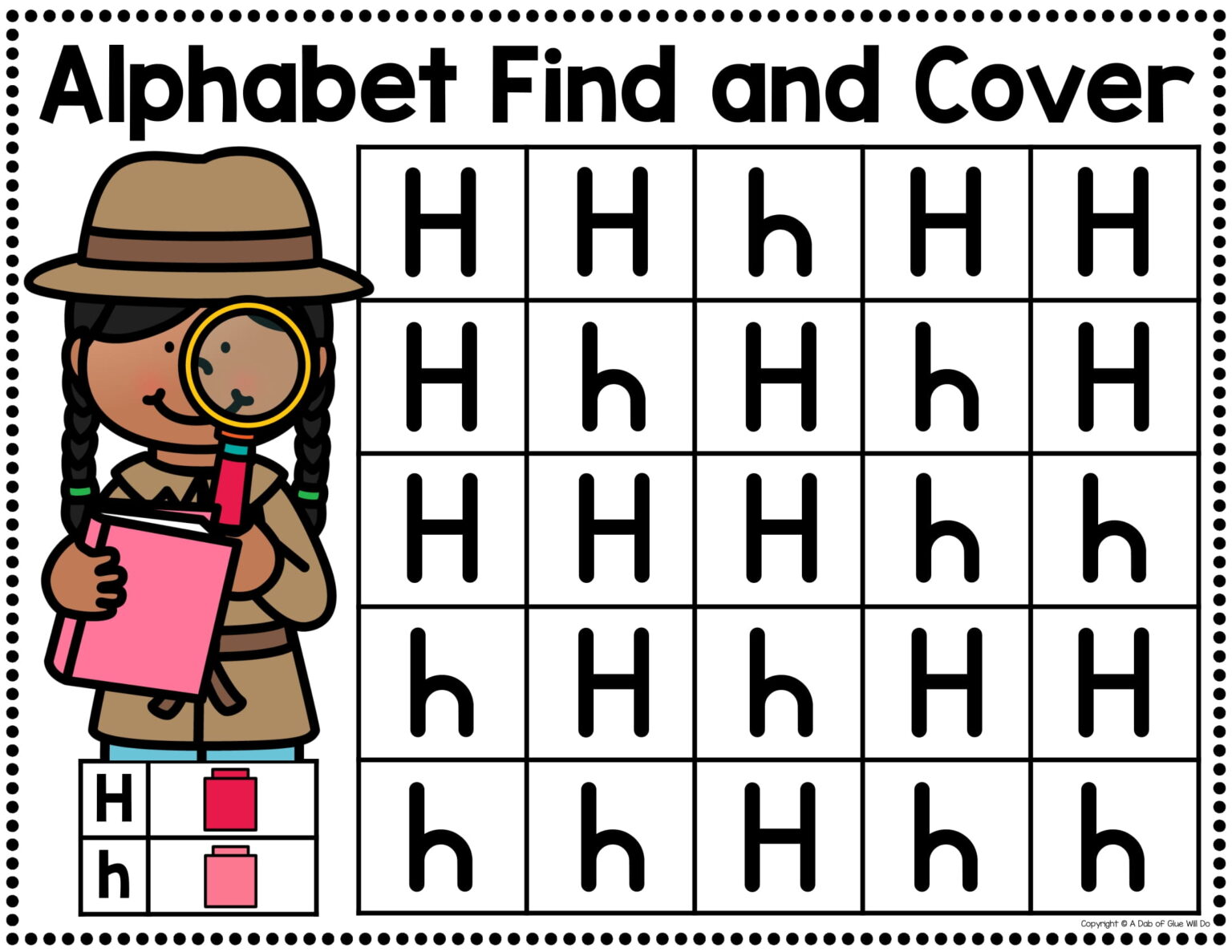 Alphabet Find and Cover/Color - A Dab of Glue Will Do