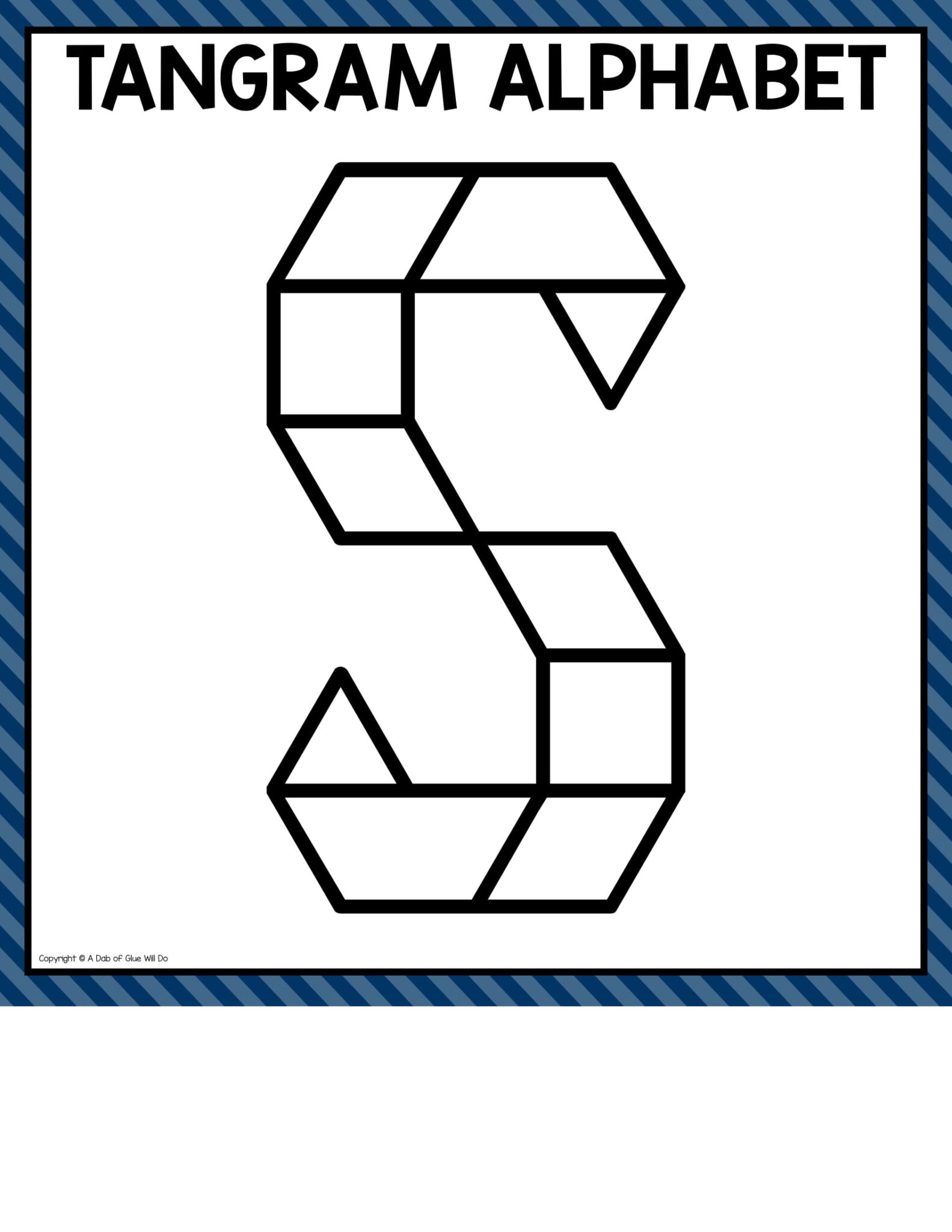 Alphabet Tangram Cards - A Dab of Glue Will Do