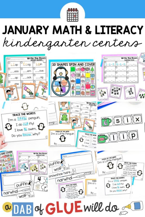Kindergarten Math and Literacy Centers for January