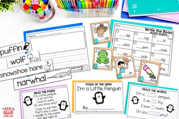 Kindergarten Math and Literacy Centers for January