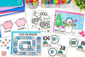 1st Grade Math and Literacy Centers for January