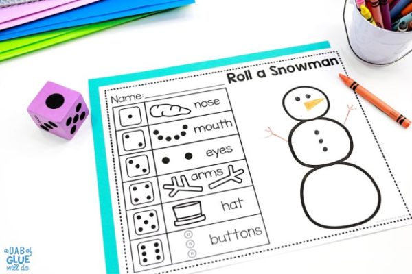 January Math and Literacy Centers for Pre-K A Dab of Glue Will Do