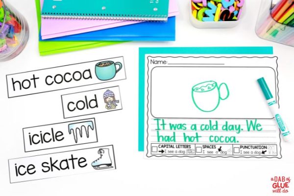 January Math and Literacy Centers for Pre-K A Dab of Glue Will Do