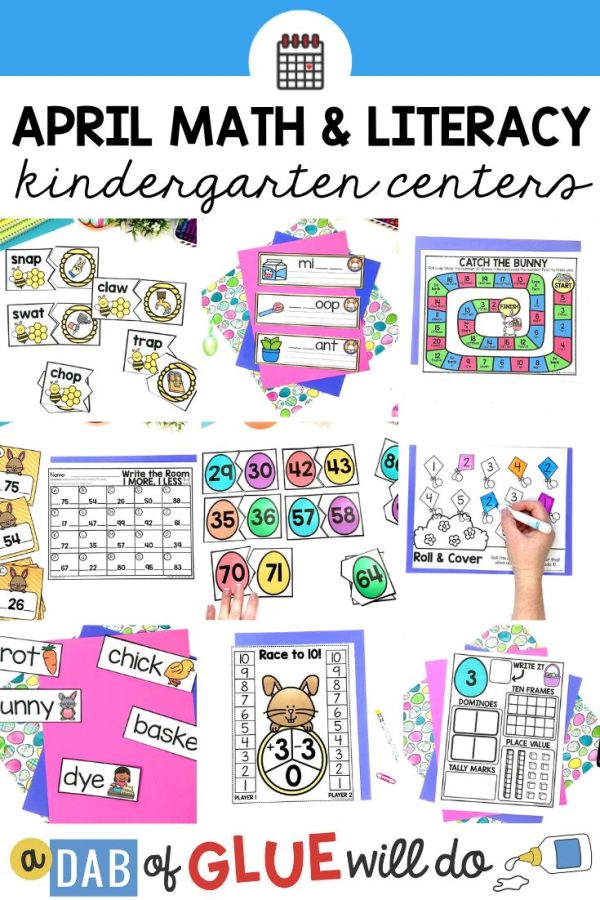 April Math and Literacy Centers for Kindergarten