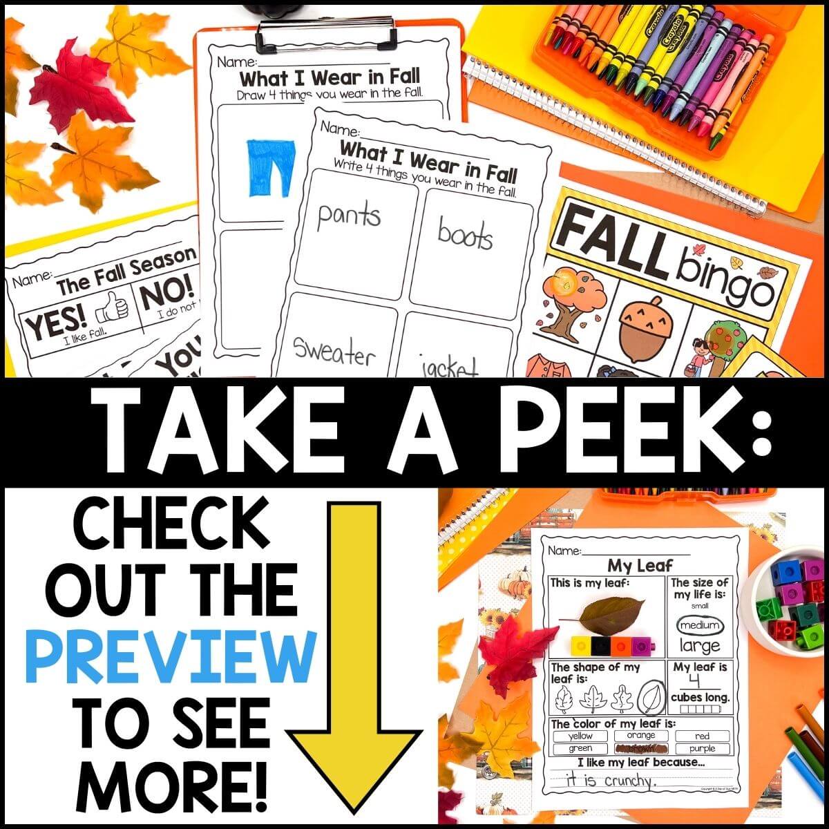 Fall Season Unit for Kindergarten - A Dab of Glue Will Do
