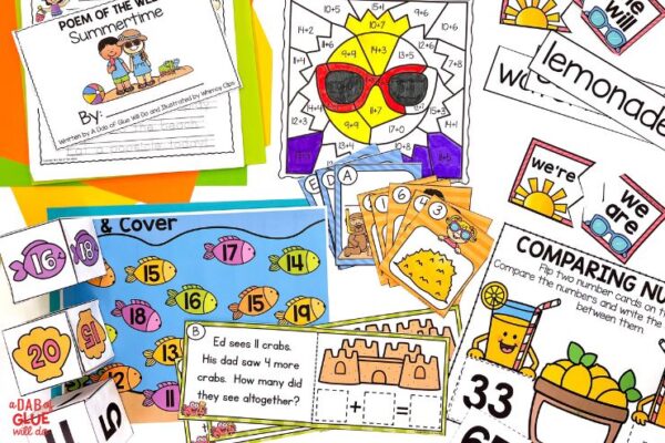 End-of-Year 1st Grade Math and Literacy Centers for June