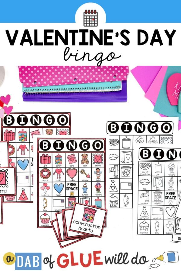 Bingo Sheets for Valentine's Day - A Dab of Glue Will Do