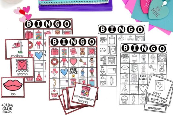Bingo Sheets for Valentine's Day - A Dab of Glue Will Do